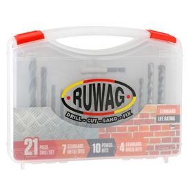 RUWAG 21 Piece Combo Drill Bit Set Standard Metal/Brick/Power Bits ...