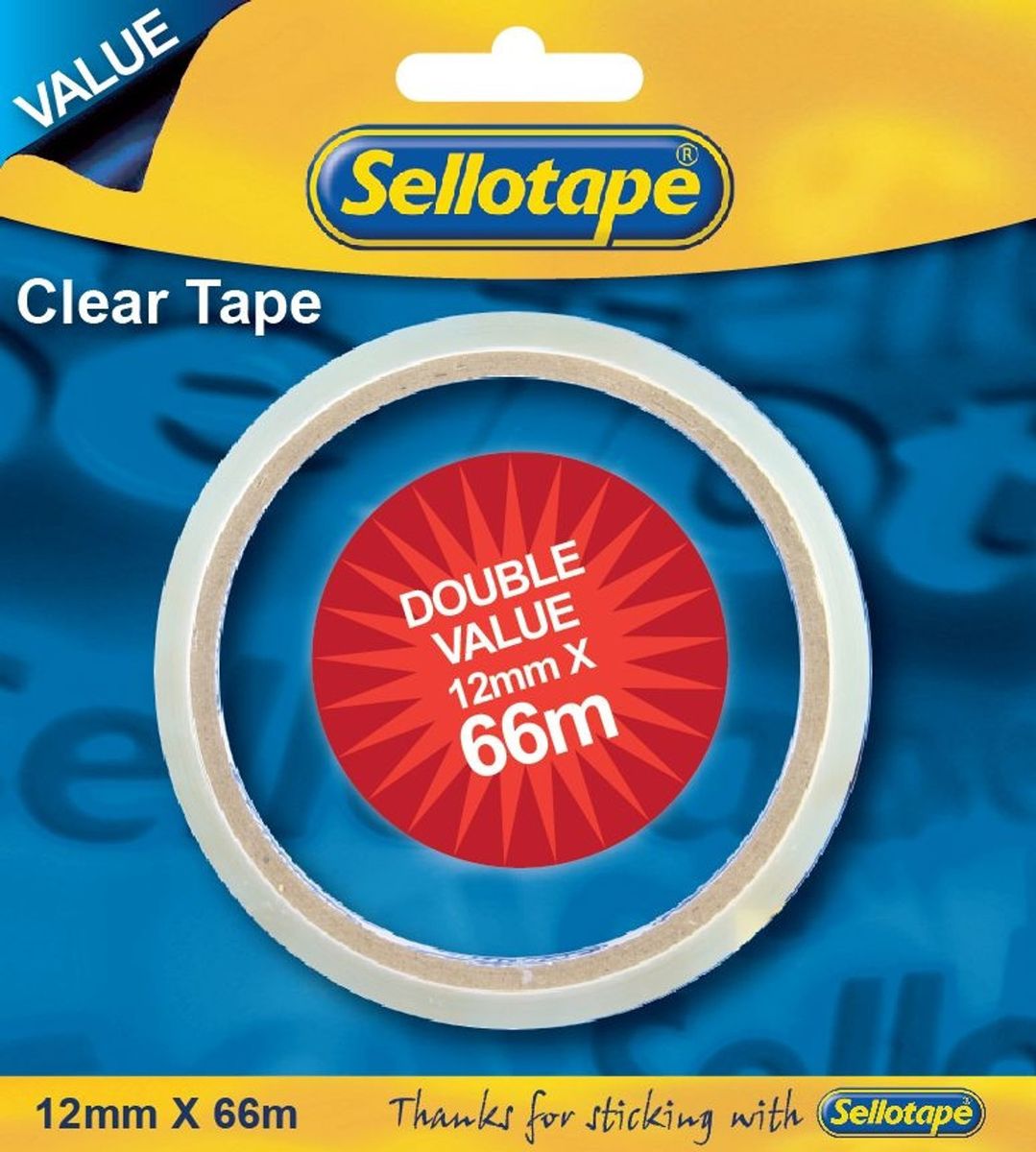 Sellotape - Clear Adhesive Tape Carded (12mm x 66m) x 2 | Shop Today ...