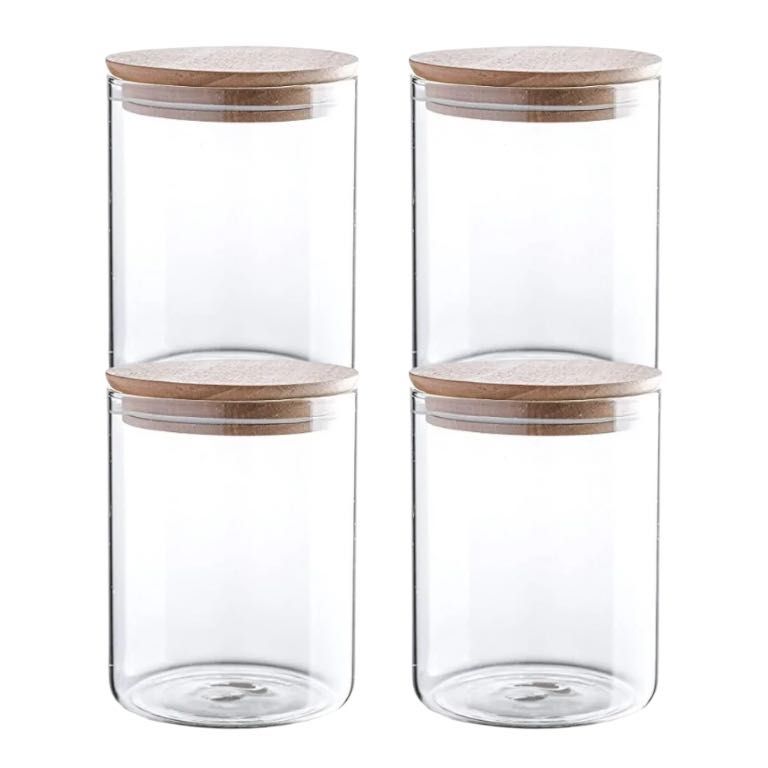 BPA Free Glass Storage Containers with Bamboo Lids 4 Packs -6.5x12cm ...