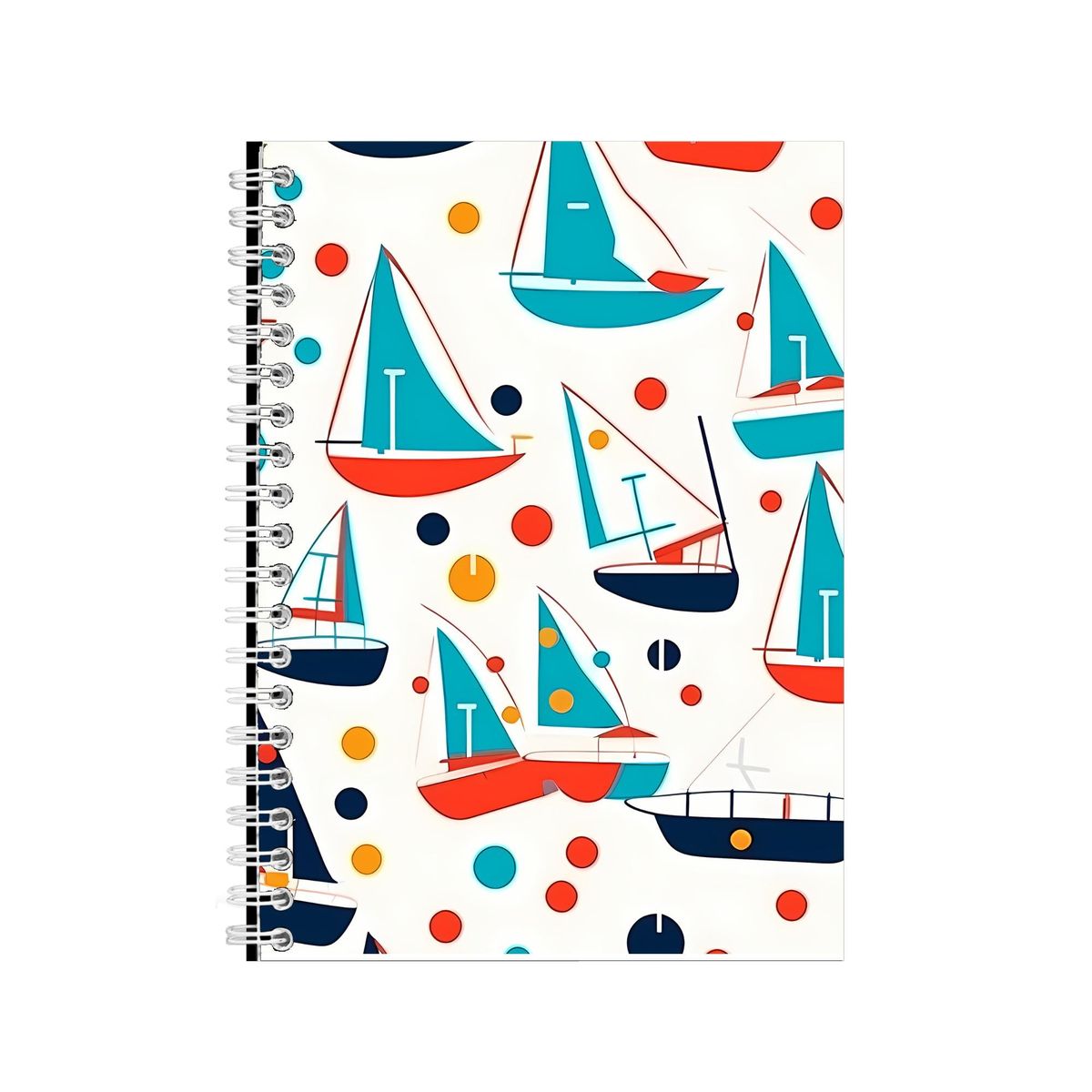 Boats_8 A5 Notebook Spiral Lined Boat Patterns Graphic Notepad Present ...