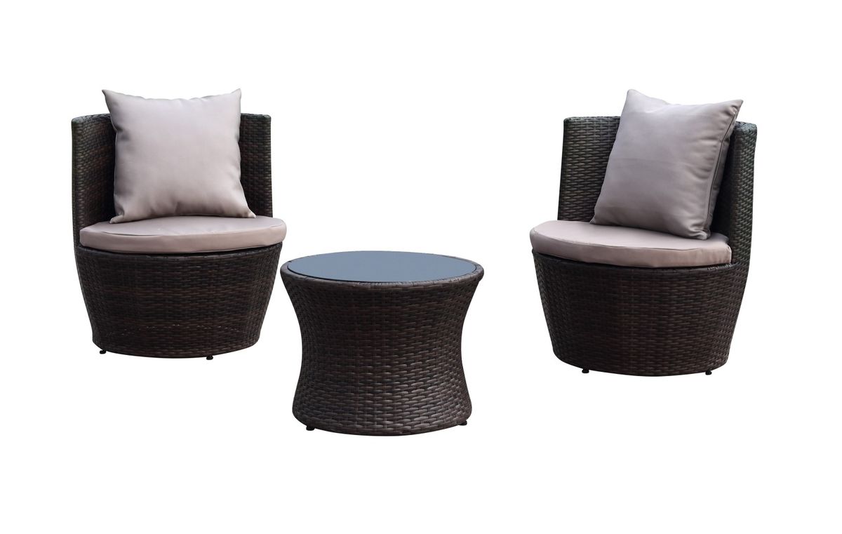 3-Piece Stackable Outdoor Retreat Wicker Rattan Patio Sofa Set - Brown ...