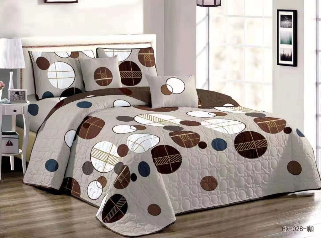 Bedspread Set Queen 5 Piece Microfiber Dot Circle Pattern | Shop Today ...