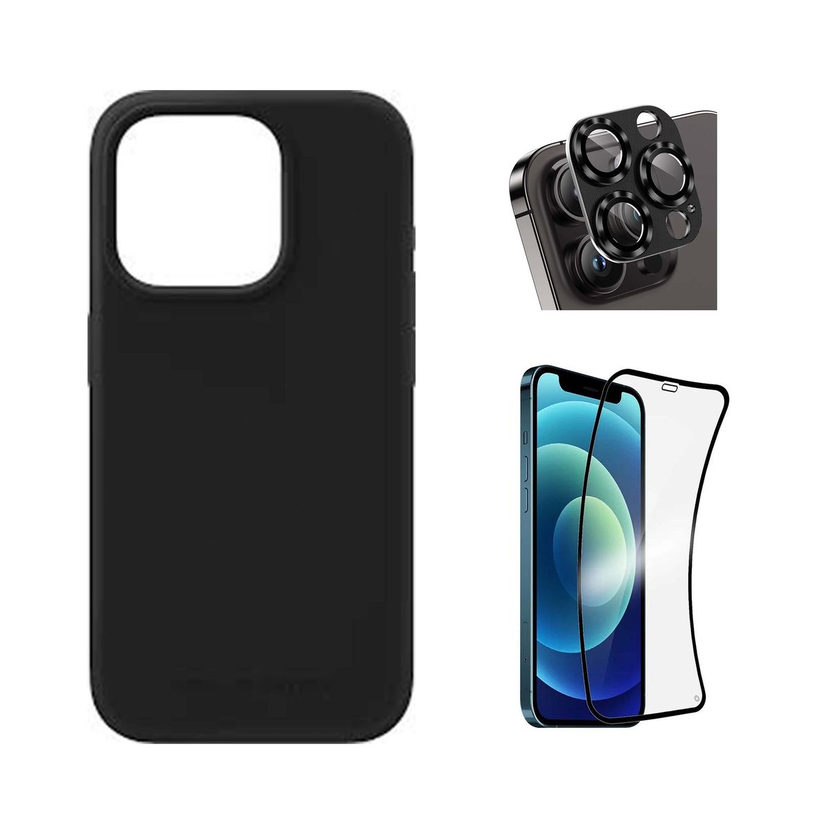 Silicone Black Cover + Black Camera Protector + Screen Protector for ...