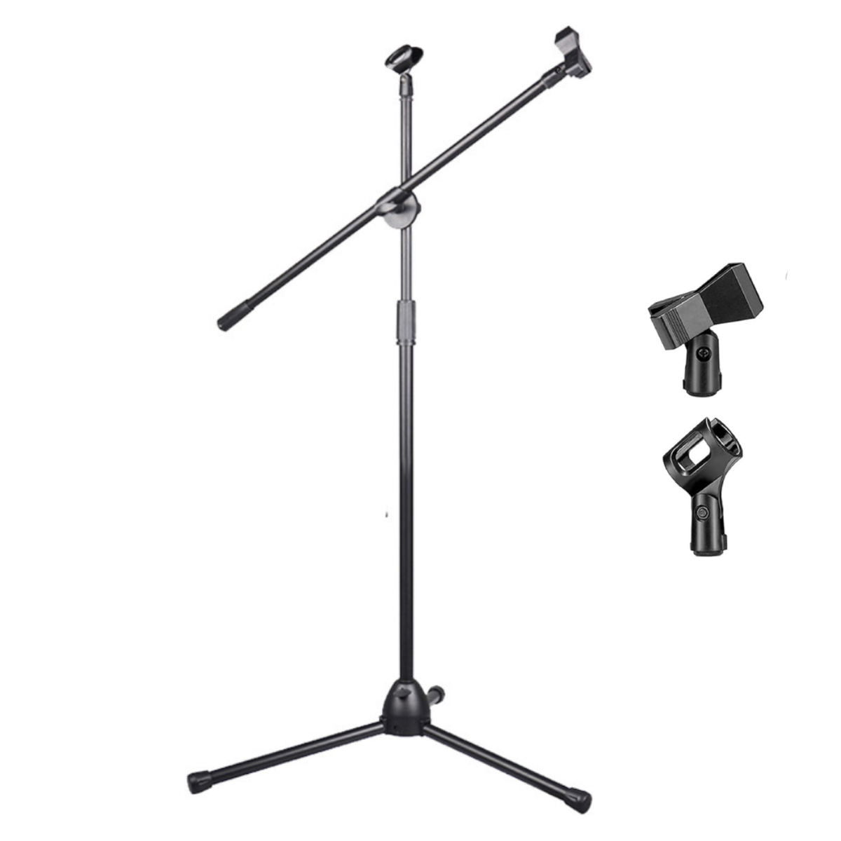 Adjustable Tripod Microphone Stand Floor Boom Mic Stand with 2 Mic ...