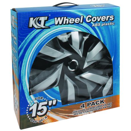 KT 15 Inch Wheel Cover Set Silver and Ice Black Daily Sale Shop