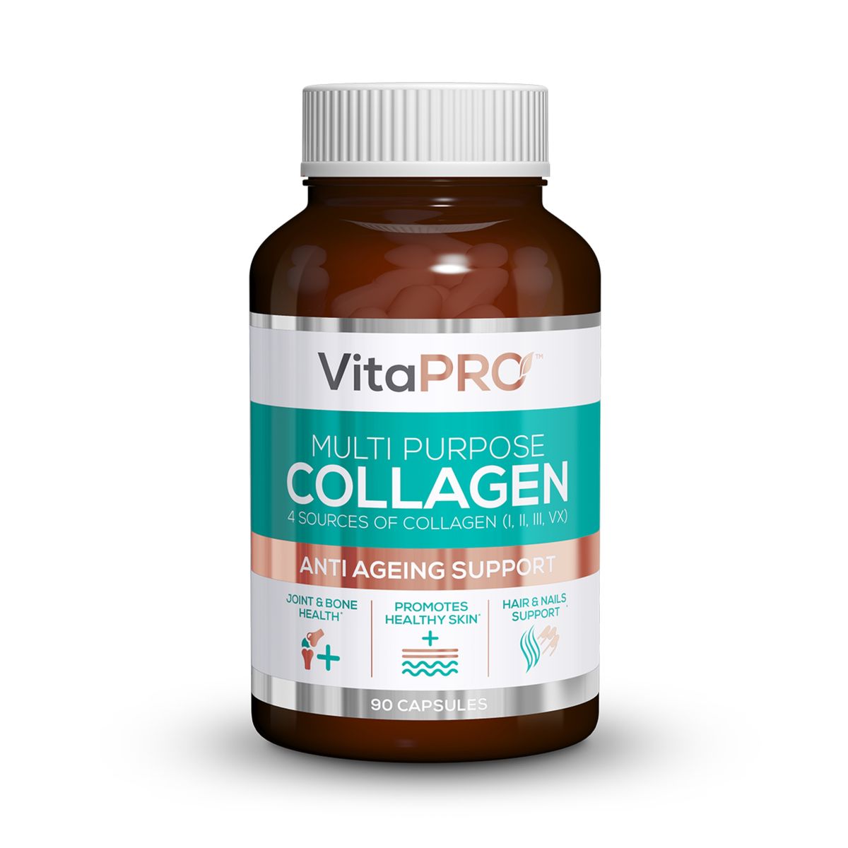 Collagen Capsules | 90 Caps | Supports Skin, Hair & Joint Health | VP ...