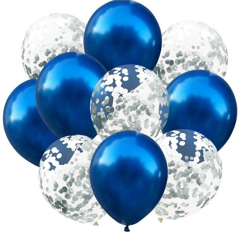 50 Piece Metallic Blue & Confetti Helium Balloons (Round) | Shop Today ...
