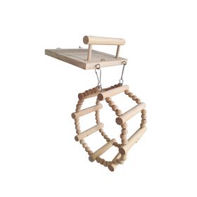 Bird Perch Ferris Wheel Cage Toy Wooden Platform Parrot Play Gym Stands ...