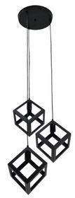 Hello Today 3 Square Shape Black Metal Pendant Light - E27 Globes ...