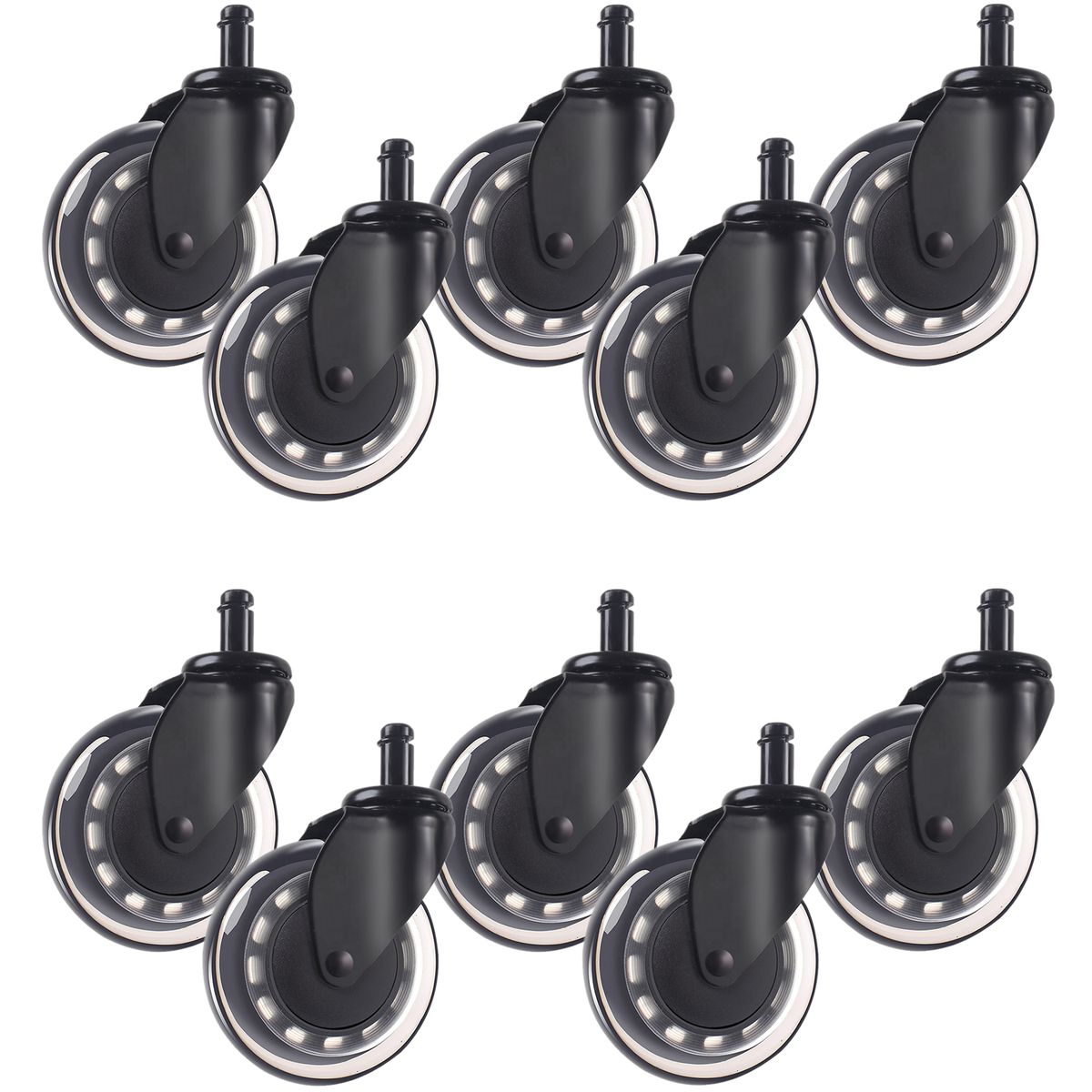 2 Sets - Office Chair Castor Wheels with Integrated Metal Bearing Cover ...