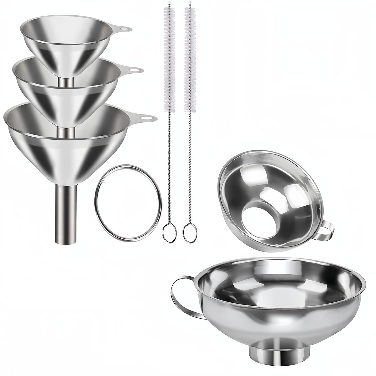 Stainless Steel Funnels Wide Mouth Jar Funnel 3 in 1 Metal Small ...