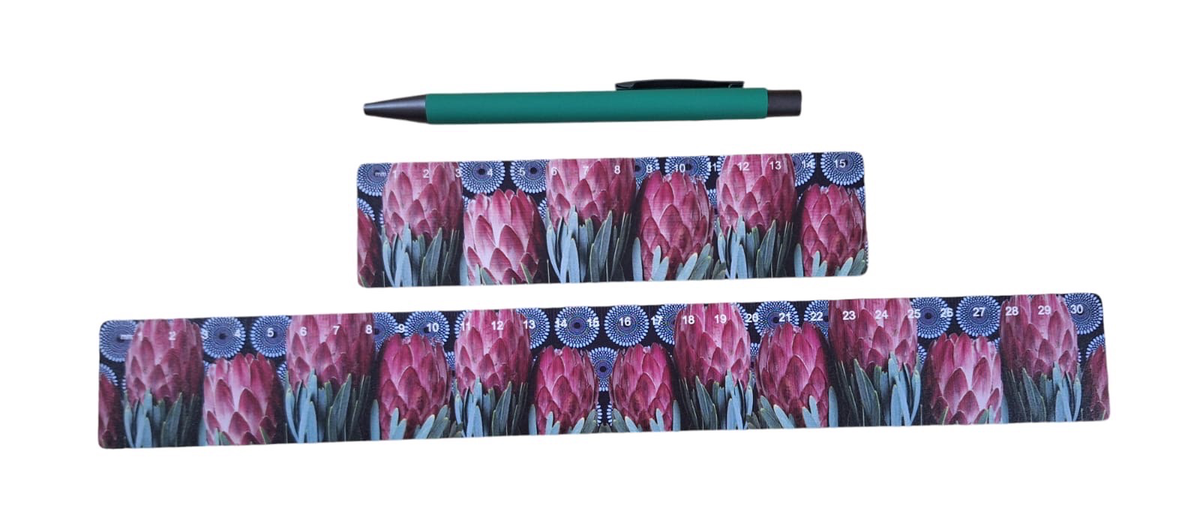 15cm, 30cm MDF Rulers with Pen Combo - Young Closed Proteas in a Row ...