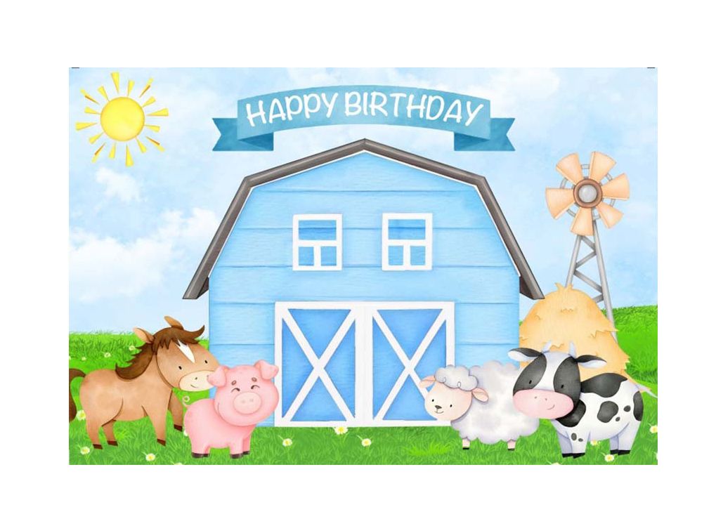 Small Kids Birthday Party Table and Photography Backdrop (Farm Barn ...