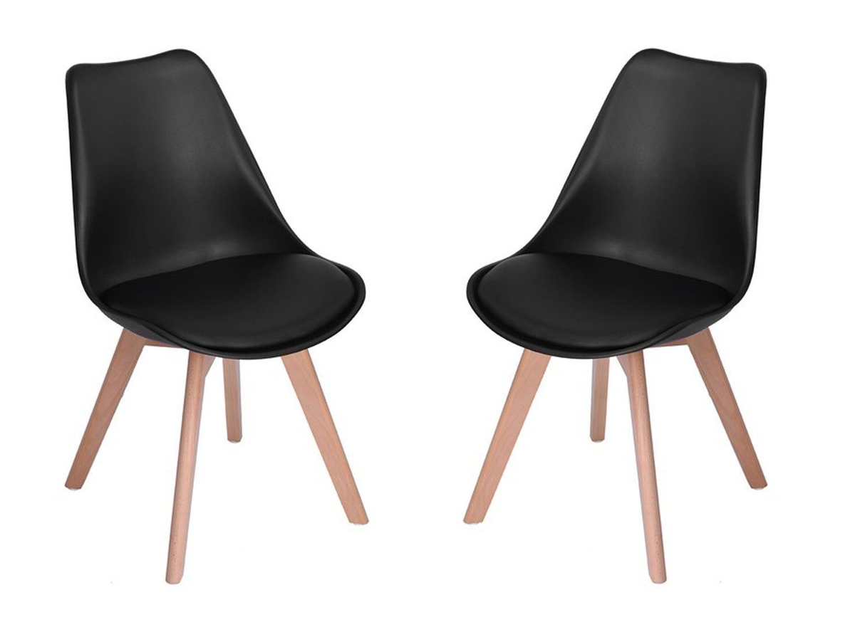 Modern Wooden Leg Padded Chair - Black - 2 Piece | Shop Today. Get it ...