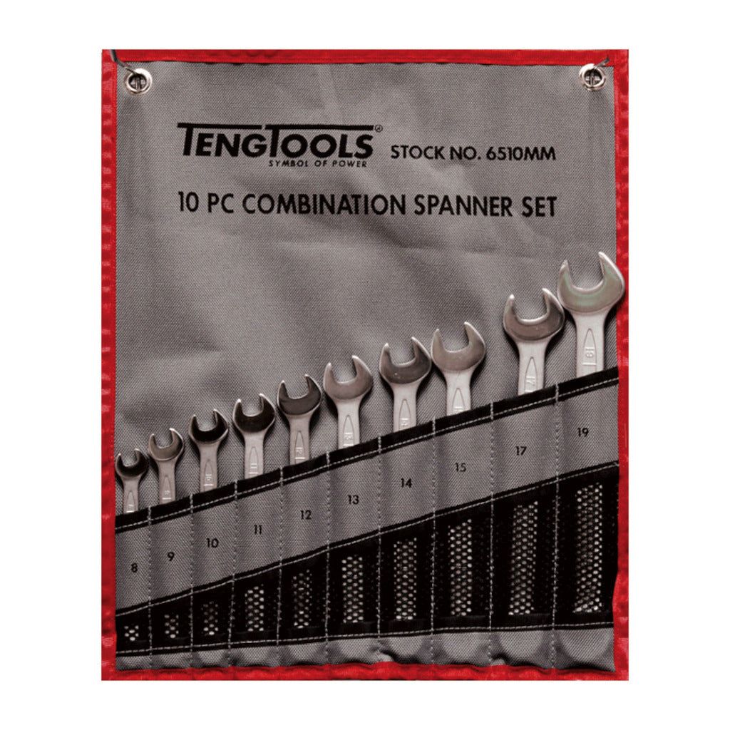 Teng Tools - 10 Piece Metric Combination Spanner Set in Tool Roll ...