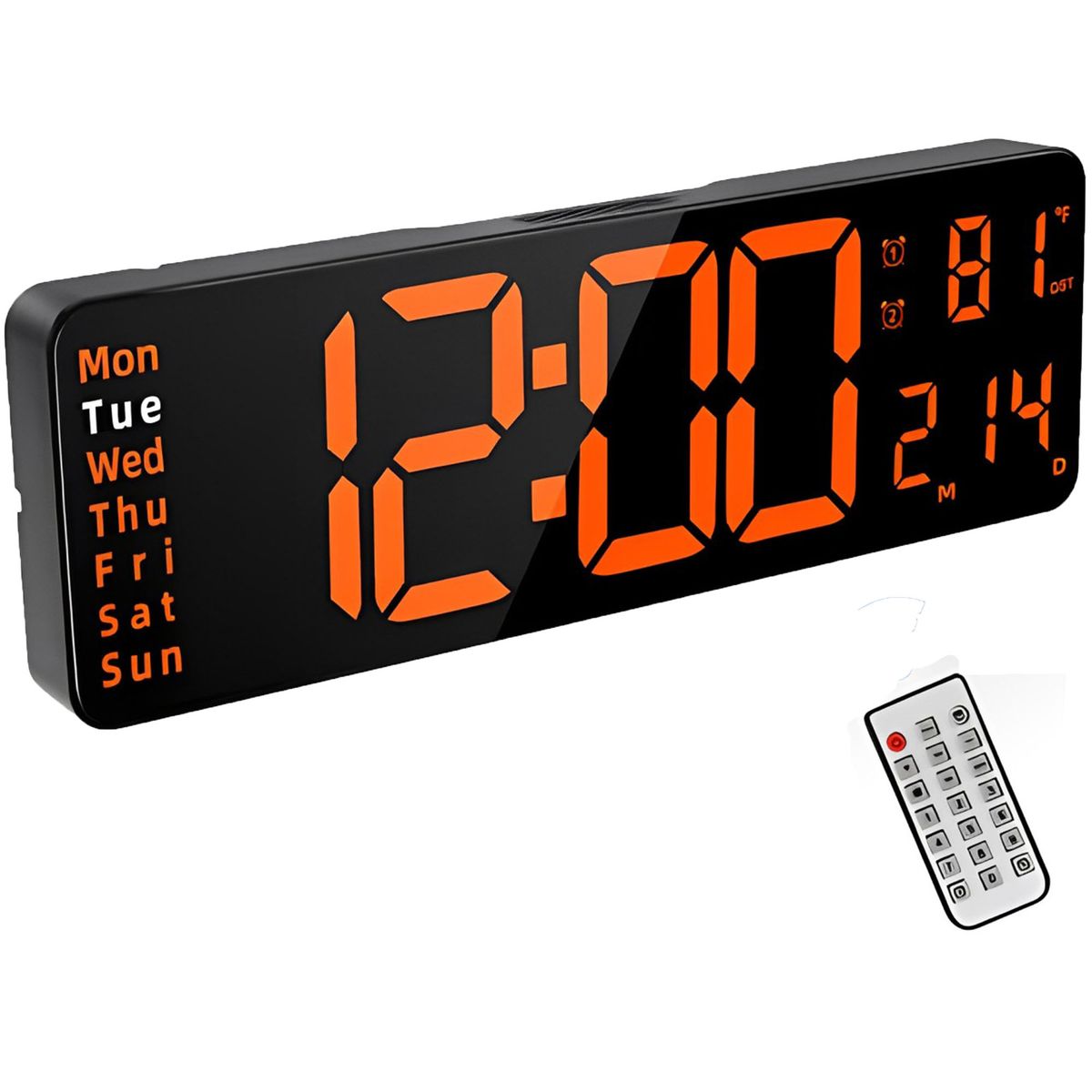 Large Digital LED Oversized Wall Clock With Date & Temperature Alarm ... Large Digital LED Oversized Wall Clock With Date & Temperature Alarm ...