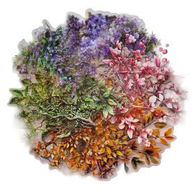 40 Piece Transparent Seasonal Floral Branches Decor Stickers Variety ...