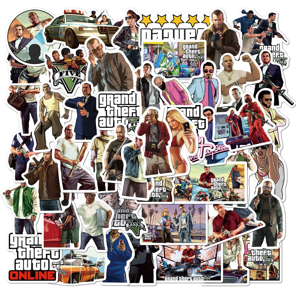 50 Piece Gta Phone/Laptop/Book/Gaming/Guitar/Car Vinyl Stickers Pack ...