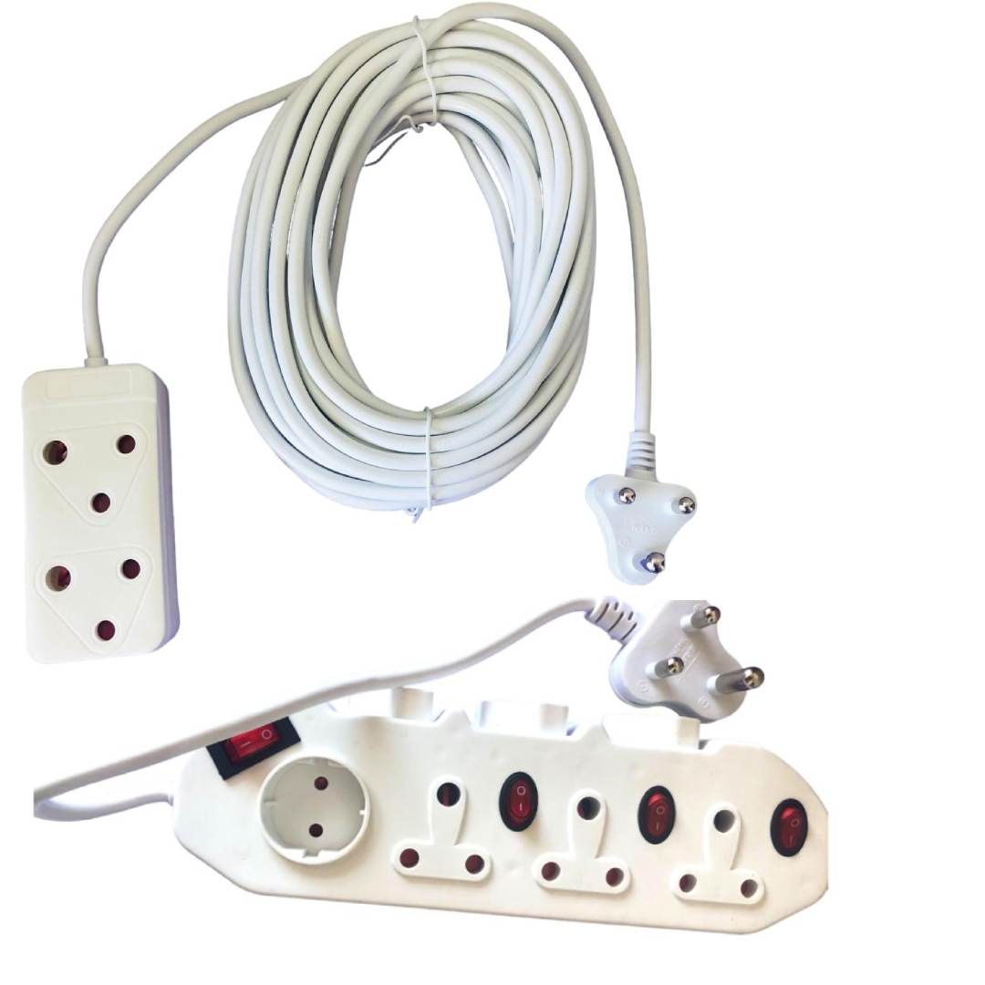 7 Way Multi Plug Power Adaptor & 15m Extension Cord with a 2-Way ...
