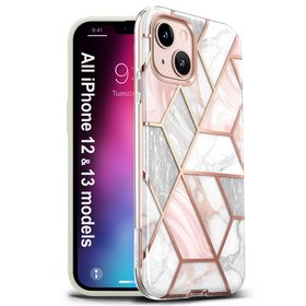 ORRO iPhone 12 & 13 Series Geometric Marble Pink Fashion Girl Case ...