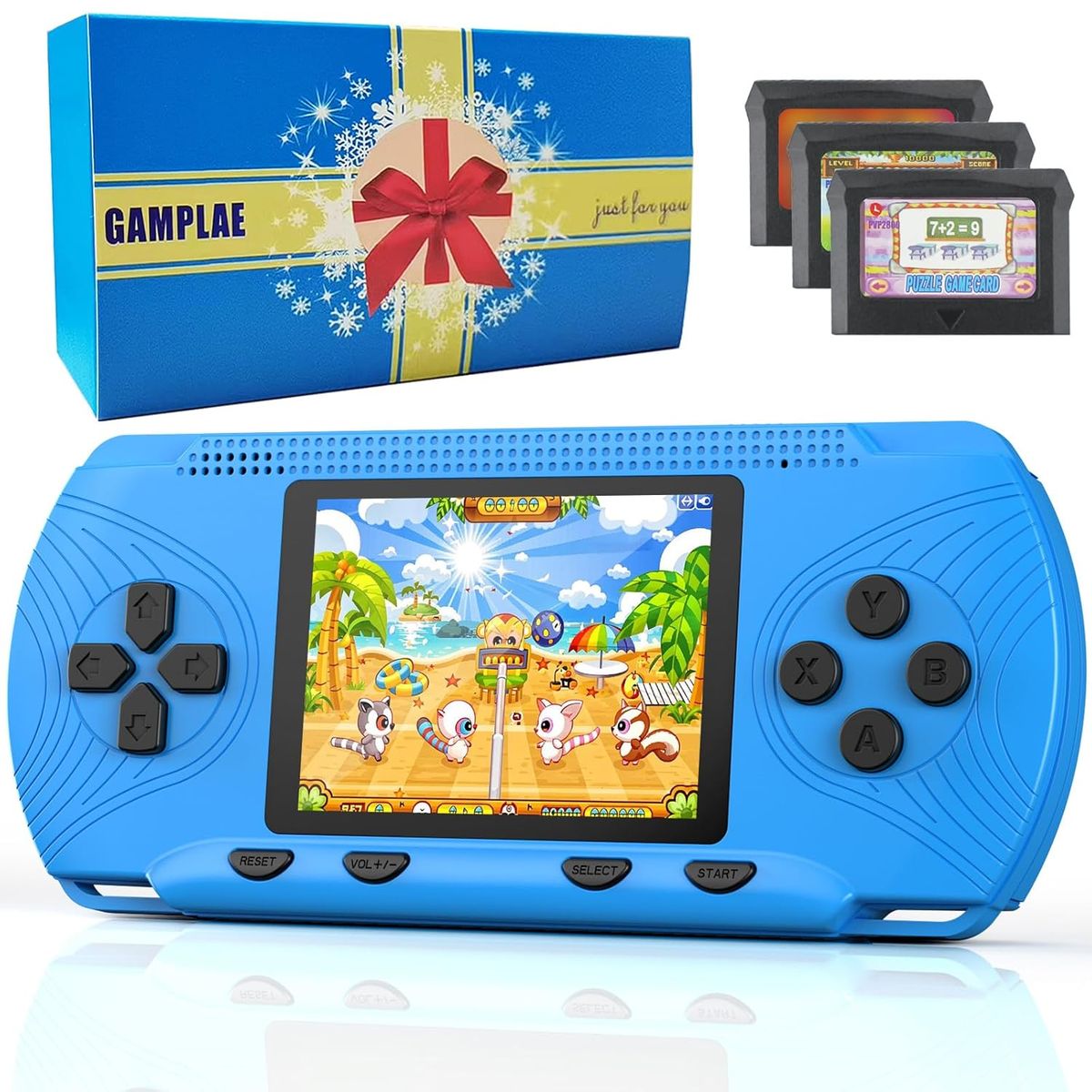 Handheld Game Console for Kids with 258 Video Games & 3 Game Cartridges ...