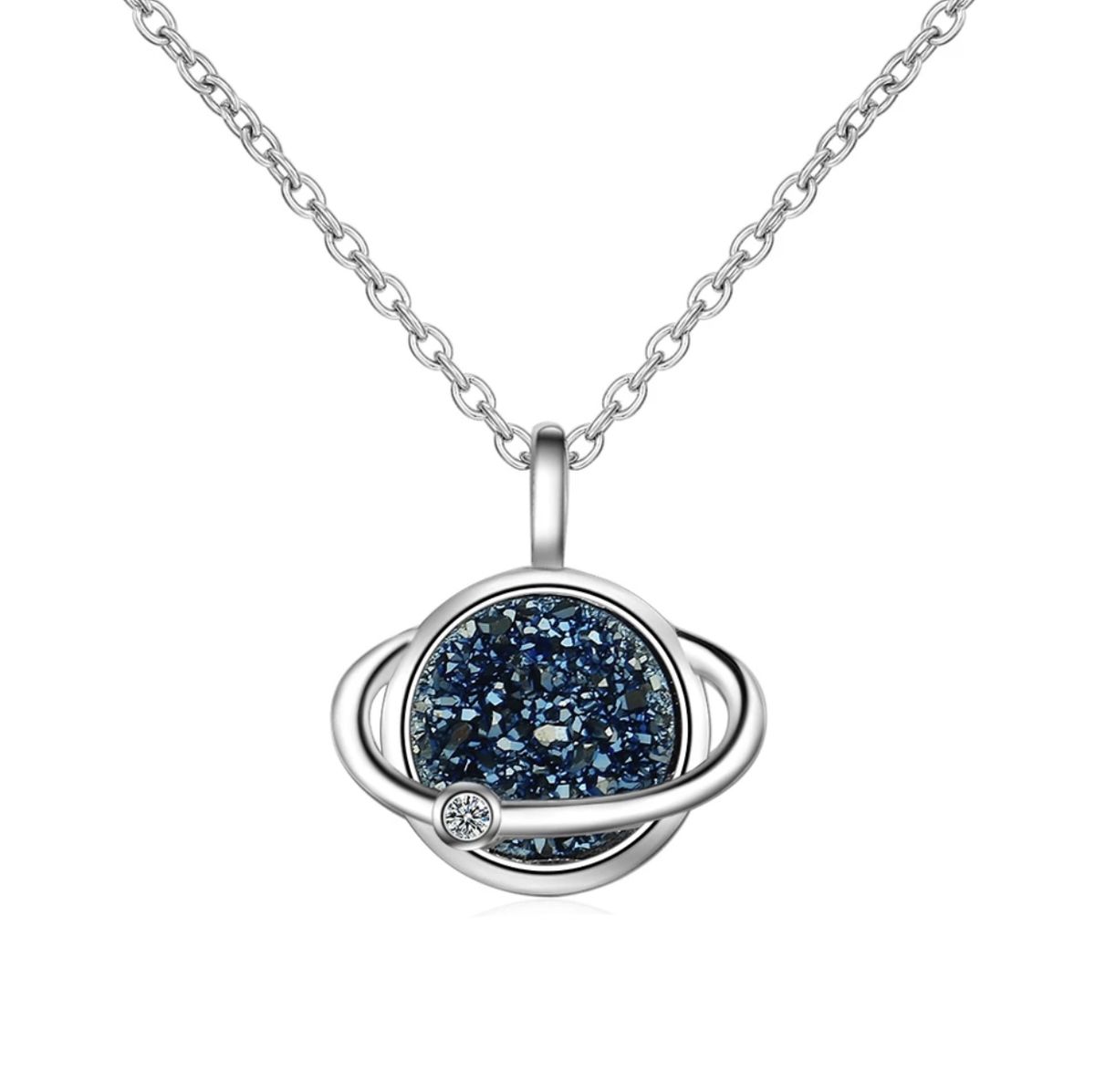 SilverCity Silver Plated Kyanite Crystal Planet Zircon Star Necklace ...