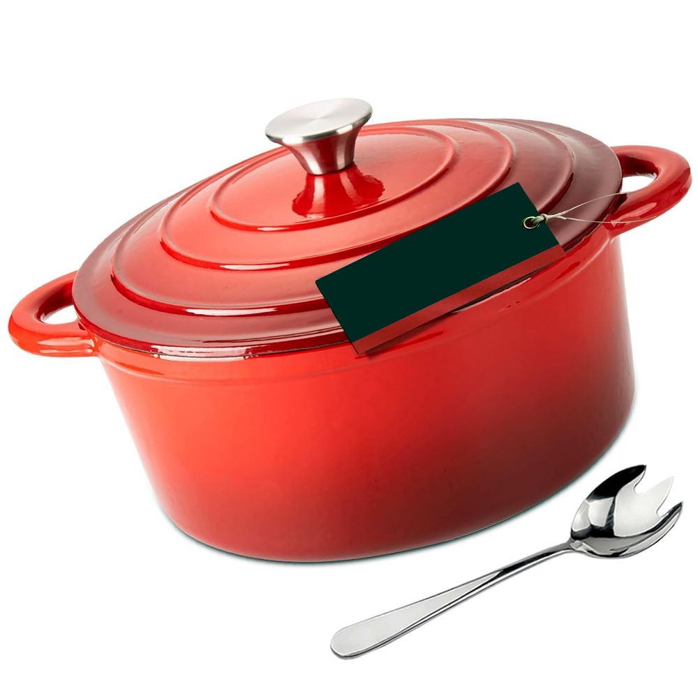 Set of 2 - Super Large Enameled Cast Iron Dutch Oven Pot with Lid ...