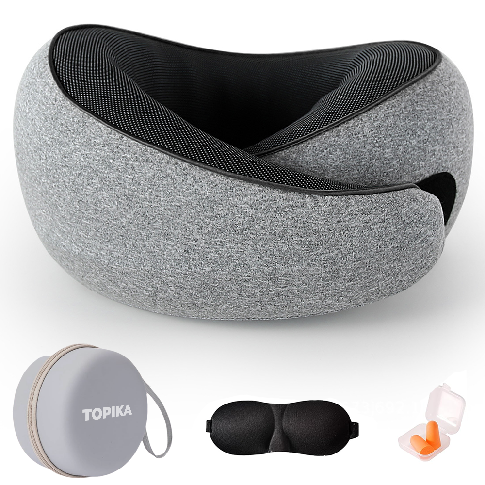 Topika Travel Neck Pillow Memory Foam - Compact U-Shape for Aeroplane ...