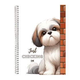 Shih Tzu A4 Notebook Pad for Work Trendy Peeking Dog Graphic Words 056 ...