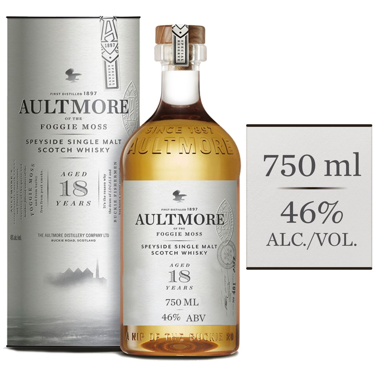 Aultmore 18 Year Old Single Malt Scotch Whisky, 46% ABV, 750ml | Shop ...