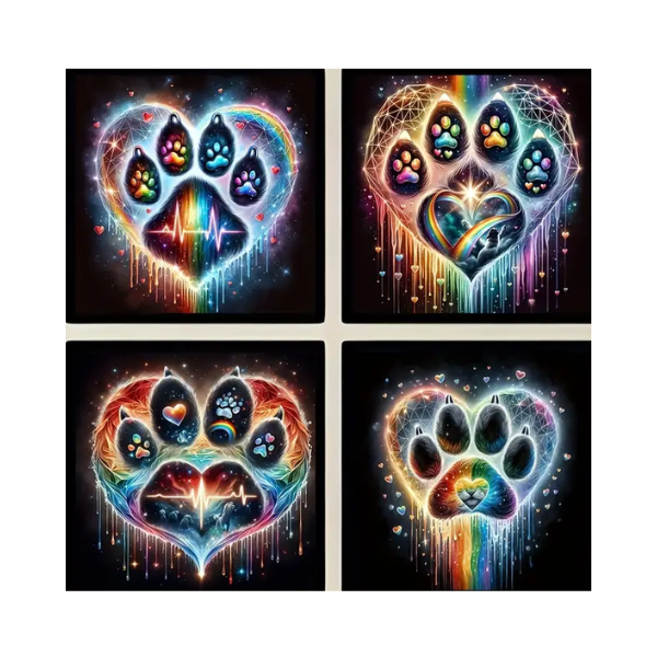 Beautiful Colourful PawPrint Diamond Dot Painting Set of 4 | Shop Today ...