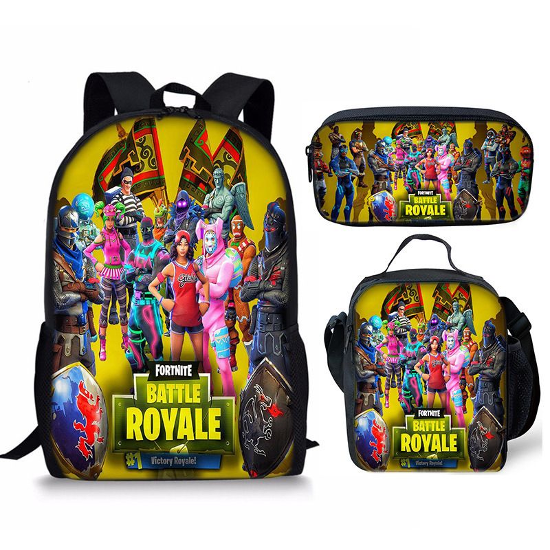 Kids School 3-Piece Backpack Set - Lunch Box & Pencil Case Fortnite ...