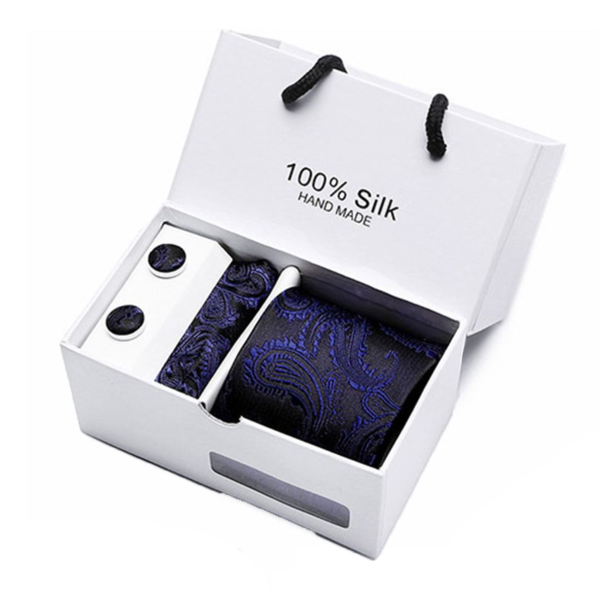 5 Piece Men's Tie Gift Set Luxury Necktie Pocket Square Cufflinks ...