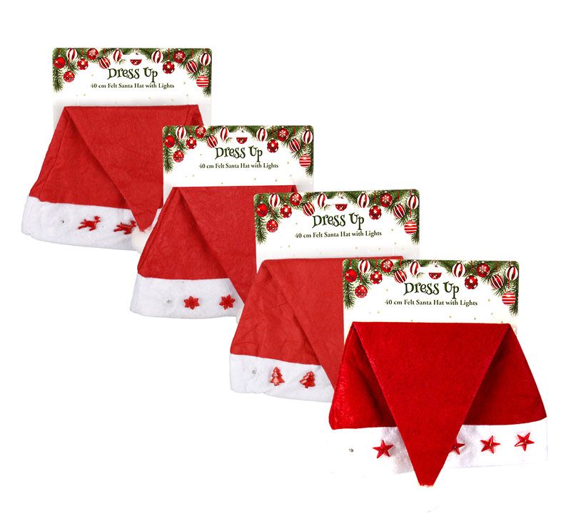 Santa Claus Hat - Christmas Accessories - Lights - 40 cm - 6 Pack ...