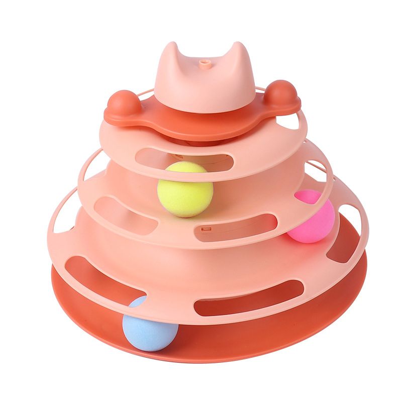 4 Levels Cat Turntable Toy Kitten Tower Tracks With Balls For Cats ...