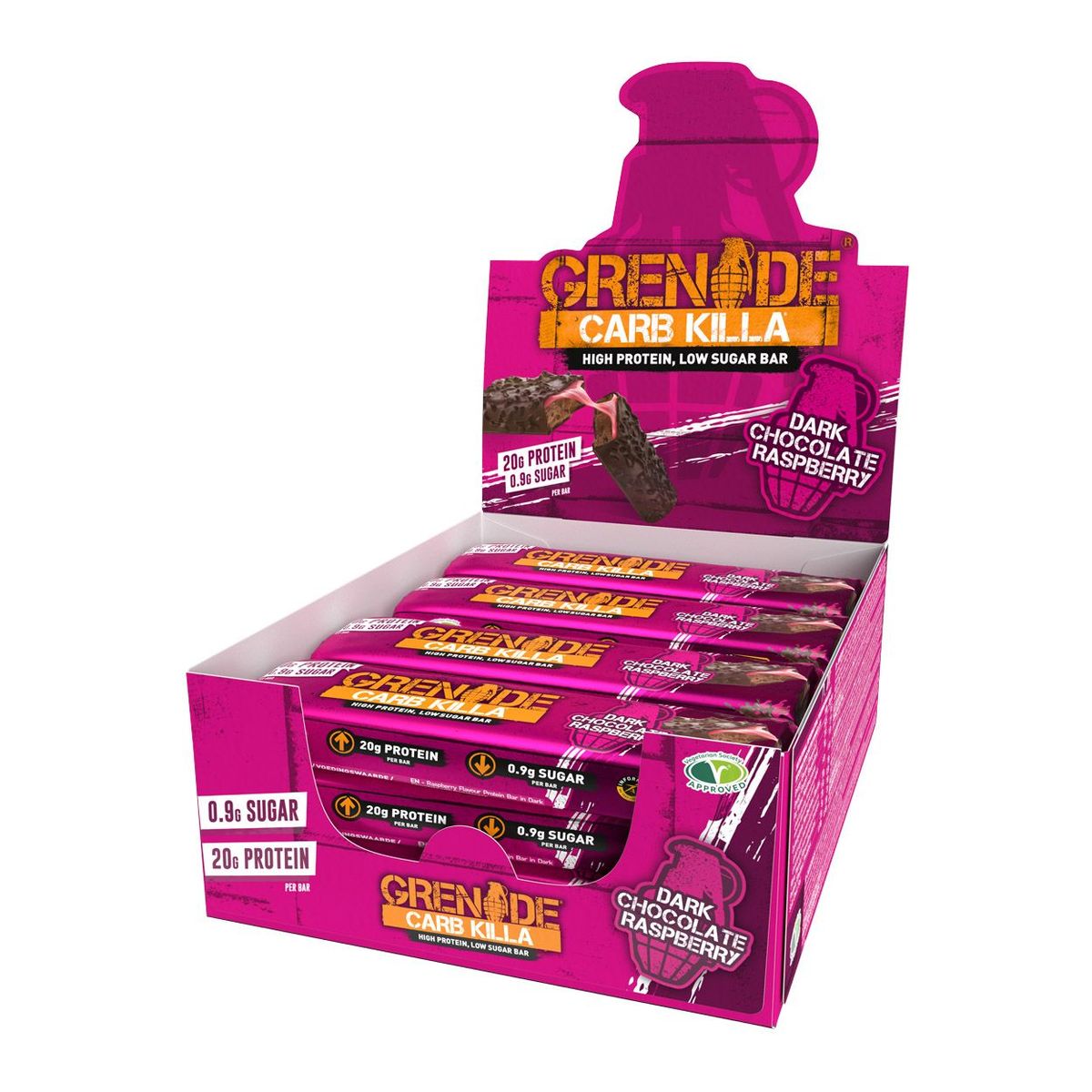 Grenade High Protein Low Sugar Bar 12 X 60g D Choc Rasp Buy