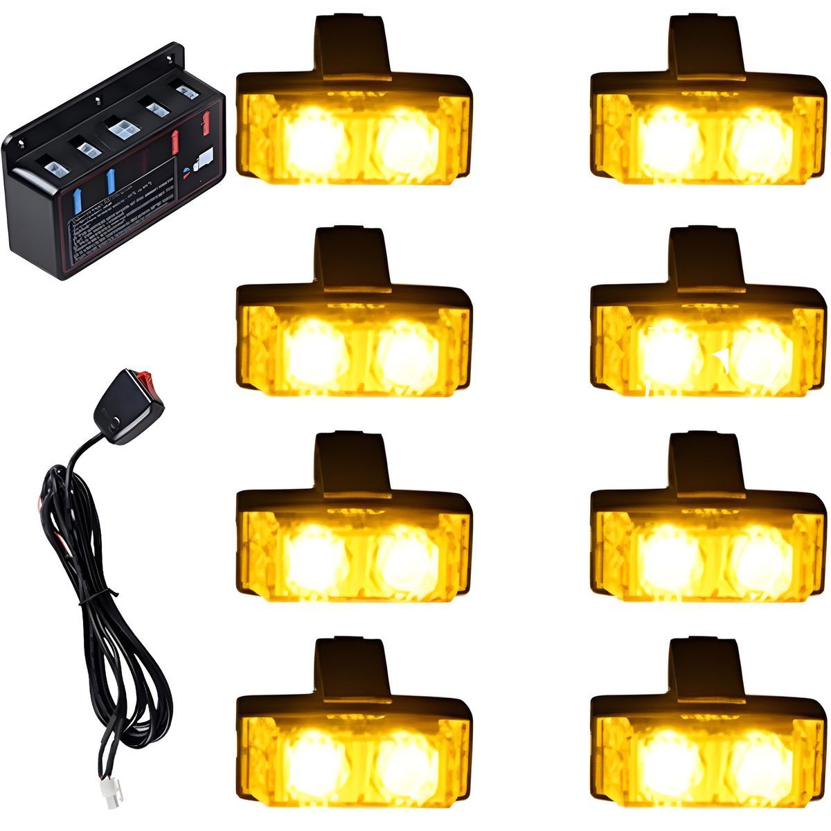 Car LED Strobe Light Emergency Warning Light 1 Kit Grill Clip-On Lights ...