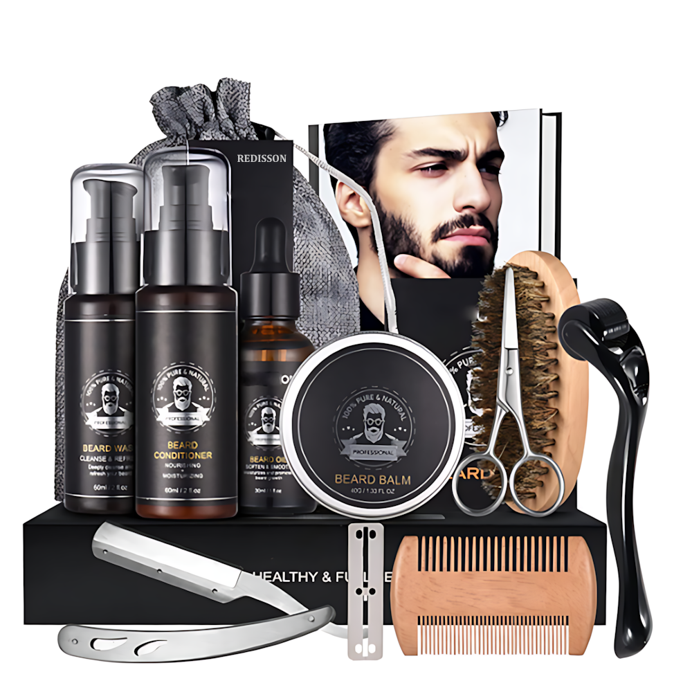 11-Piece Beard Kit For Men, Beard Growth Kit, Grooming & Trimming Tool ...