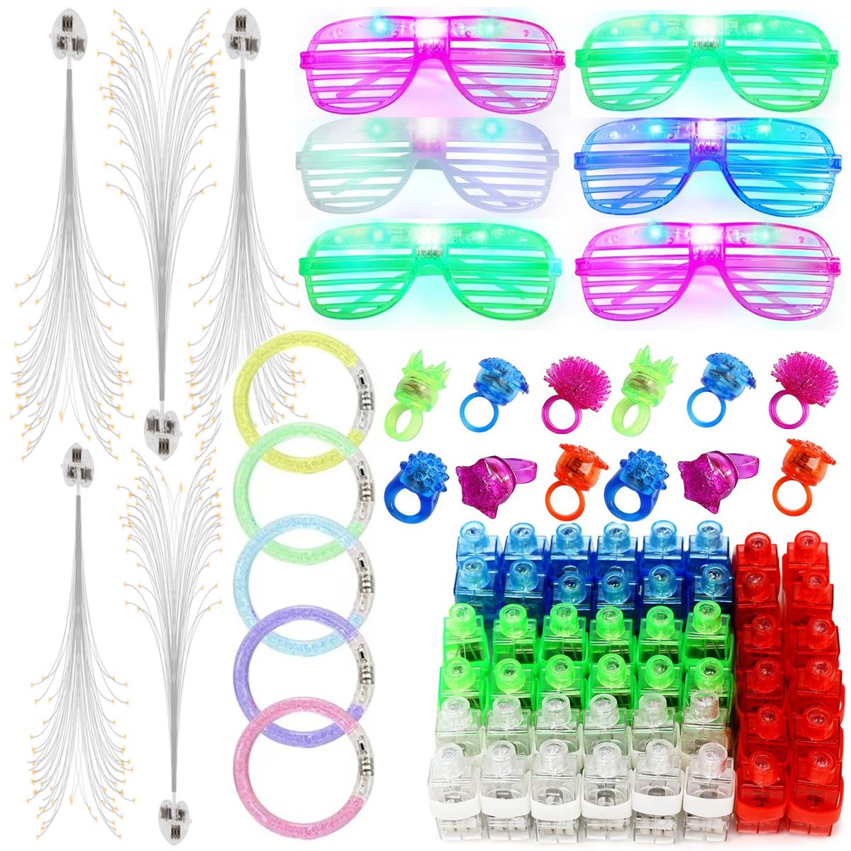 78 Piece Glow In The Dark LED Light Up Toy Bulk Party Favors For Adult ...