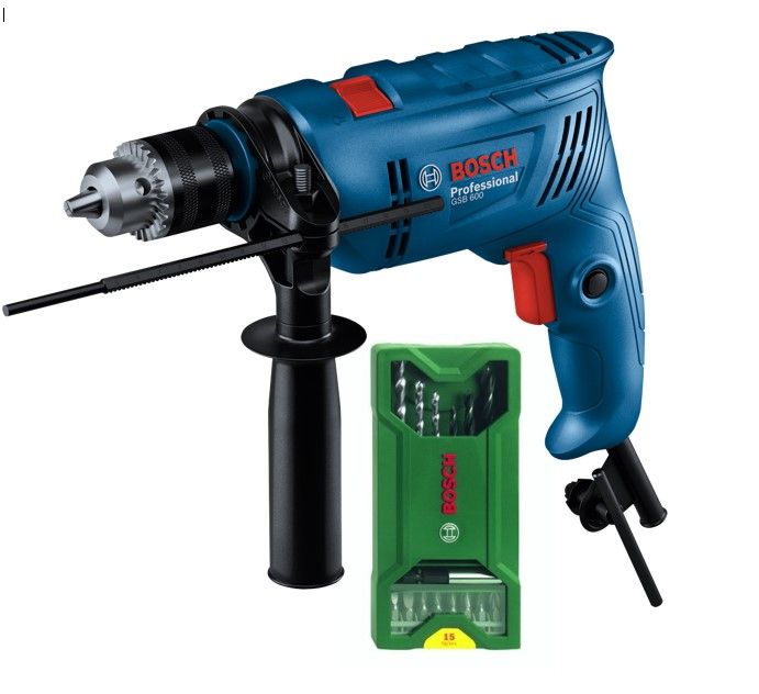 Bosch - GSB600 Drill and Bosch 15 Piece Mini-X-Line Mix Drill ...