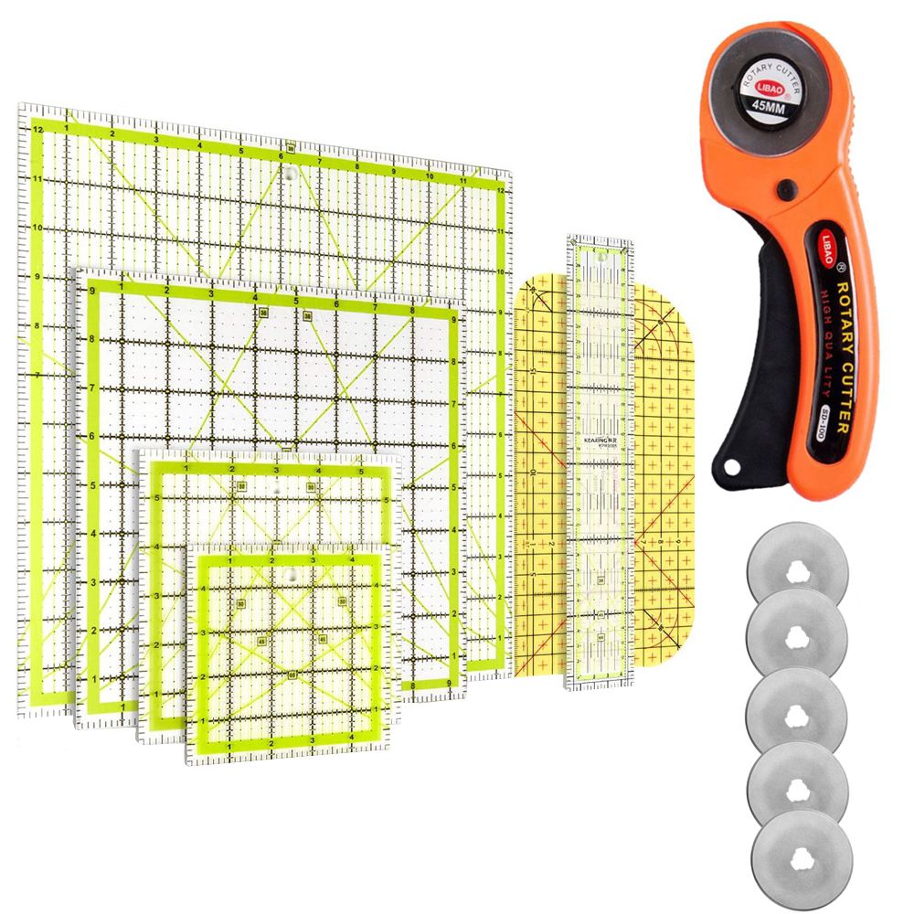 Craft DIY Stationery Rotary Cutter Blades & T-shirt Rulers Set Of 12 ...