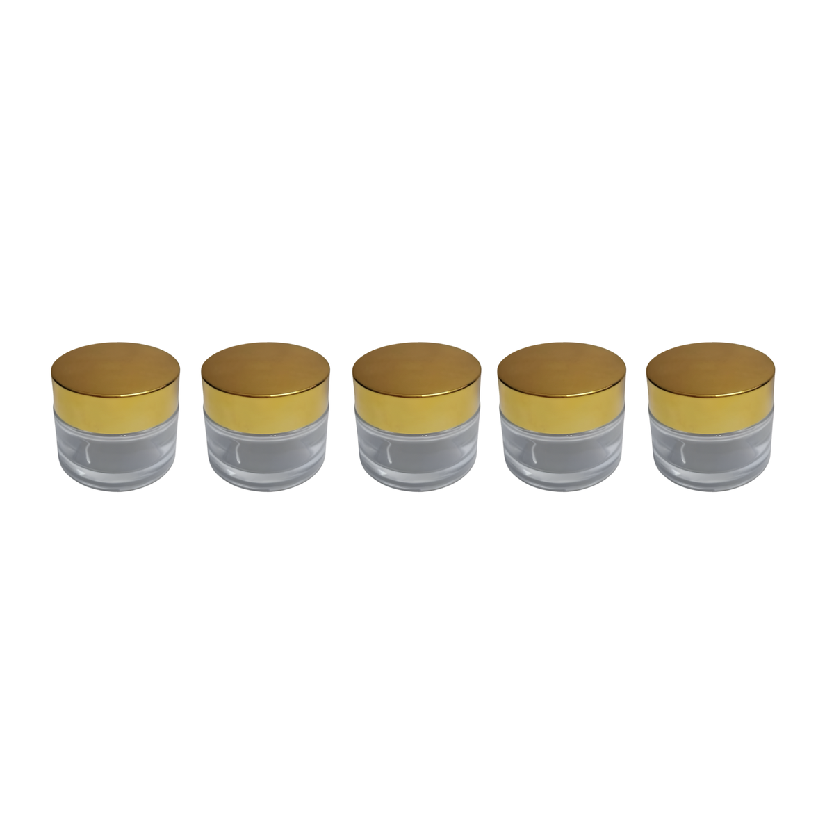 5 Pack 50g Glass Cosmo Jars with Gold Lids | Refillable Cosmetic ...