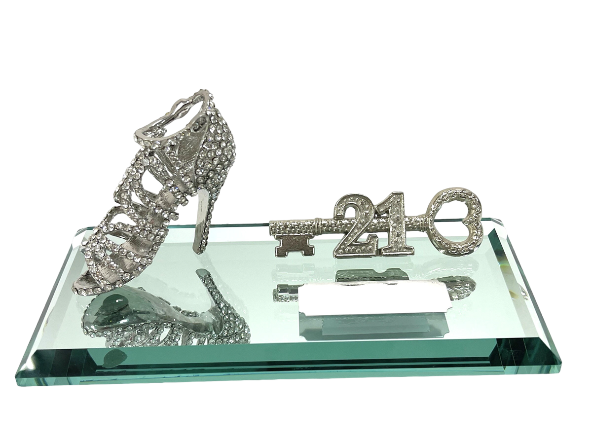 21st Key Silver High Heeled Shoe on Glass Mirror Base | Shop Today. Get ...