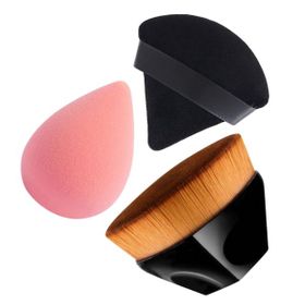 Makeup Foundation Brush, Beauty Blender & Triangular Fan Powder Puff ...