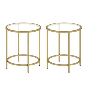 Anchor 2 Set Round Coffee Tables Tempered End & Side Metal & Glass ...