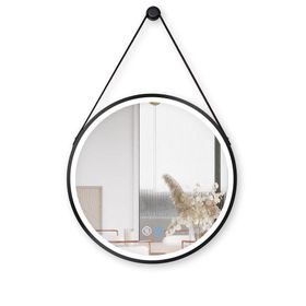 Beautiful Round LED Mirror with Anti Fog, Time and Temperature 70 x 70 ...
