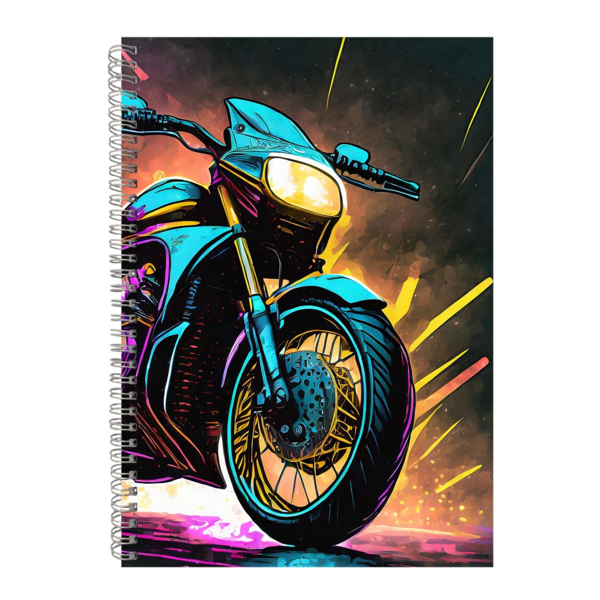 Pink A4 Notebook for Work Trendy Colorful Bikes Graphic Design Present ...