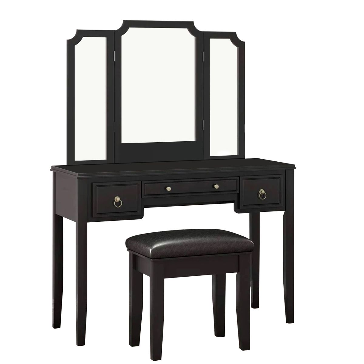 Dressing Table Stool Set Vanity Desk Adjust Makeup Mirror Jewelry ...