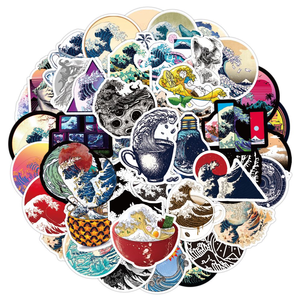 50 Piece High Quality Retro Japanese Waves Vinyl Sticker Pack - 32 ...