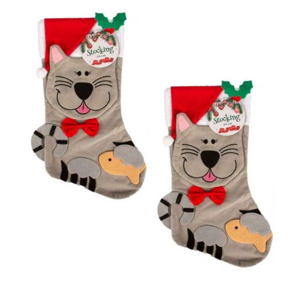 Christmas Stocking set of 2 Pet Cat 44cm | Shop Today. Get it Tomorrow ...